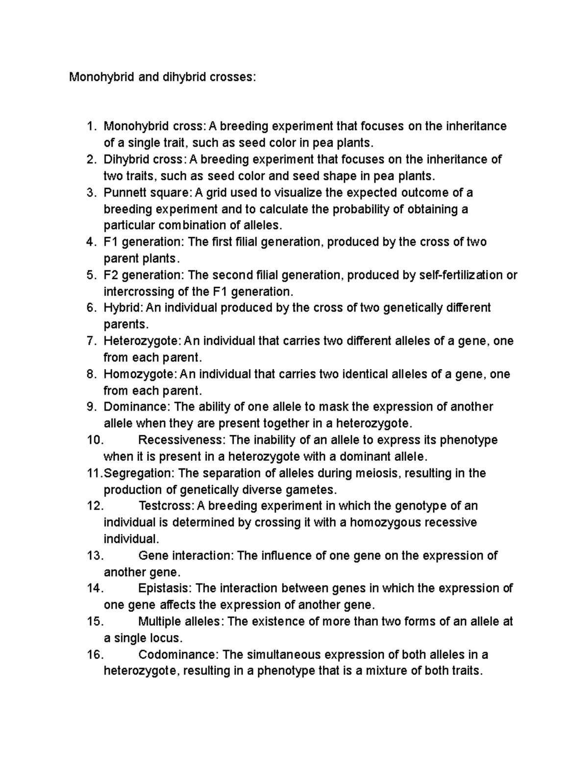 Monohybrid and Dihybrid Crosses: Understanding Inheritance Patterns ...