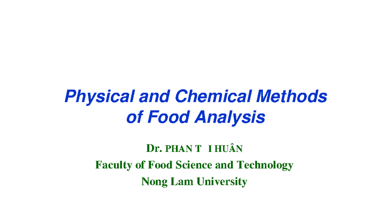 Lecture 1: Introduction to Food Analysis (FST 101) - Studocu