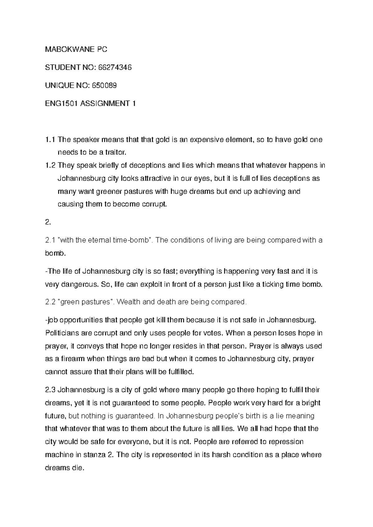 ENG1501 Assignment 1 Answers and declaration form. - MABOKWANE PC ...