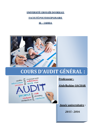 Audit générale s6 - AUDIT COMPTABLE ET FINANCIER Module : Audit et ...