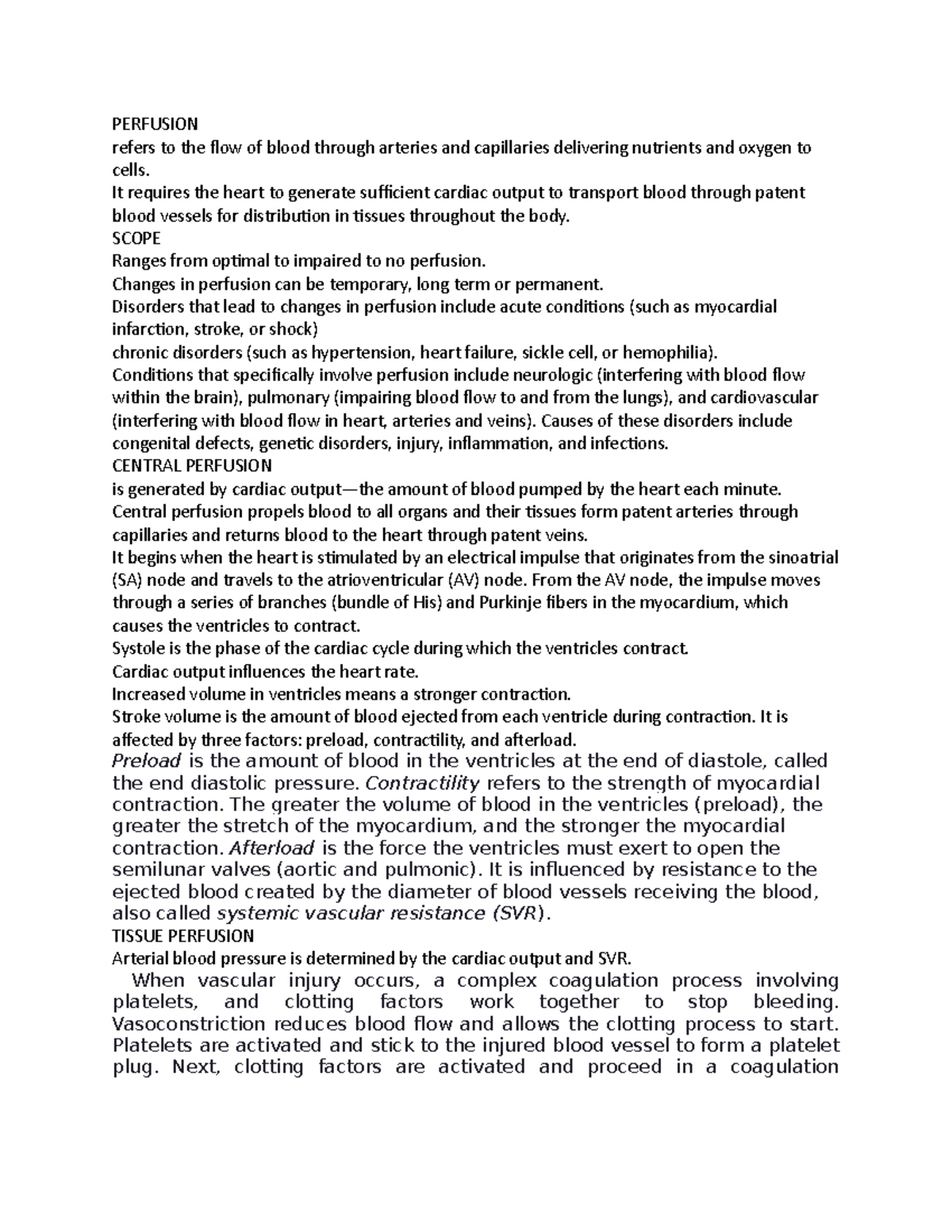 Perfusion Study Guide (NUR 101): Key Concepts for Nursing Practice ...
