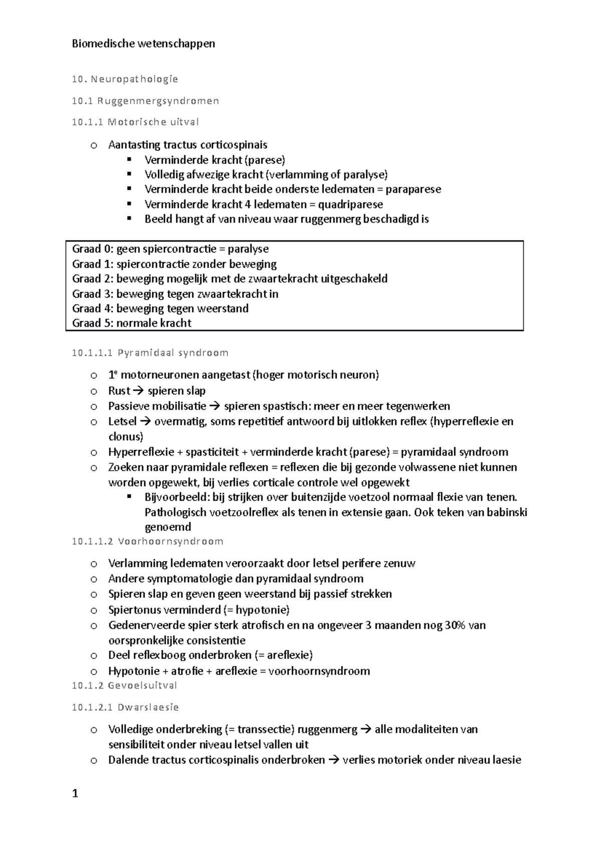 Neuropathologie Les 10: Motorische en Sensorische Uitval en CVA ...