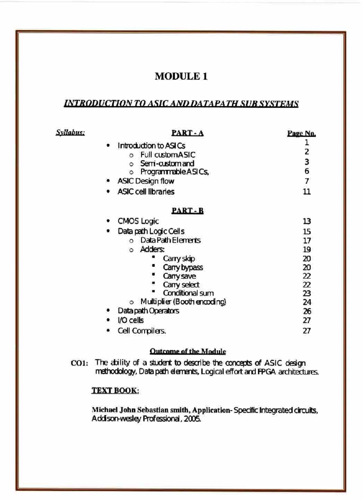 ASIC Design Module 1: Introduction to ASICs and Data Path Elements ...