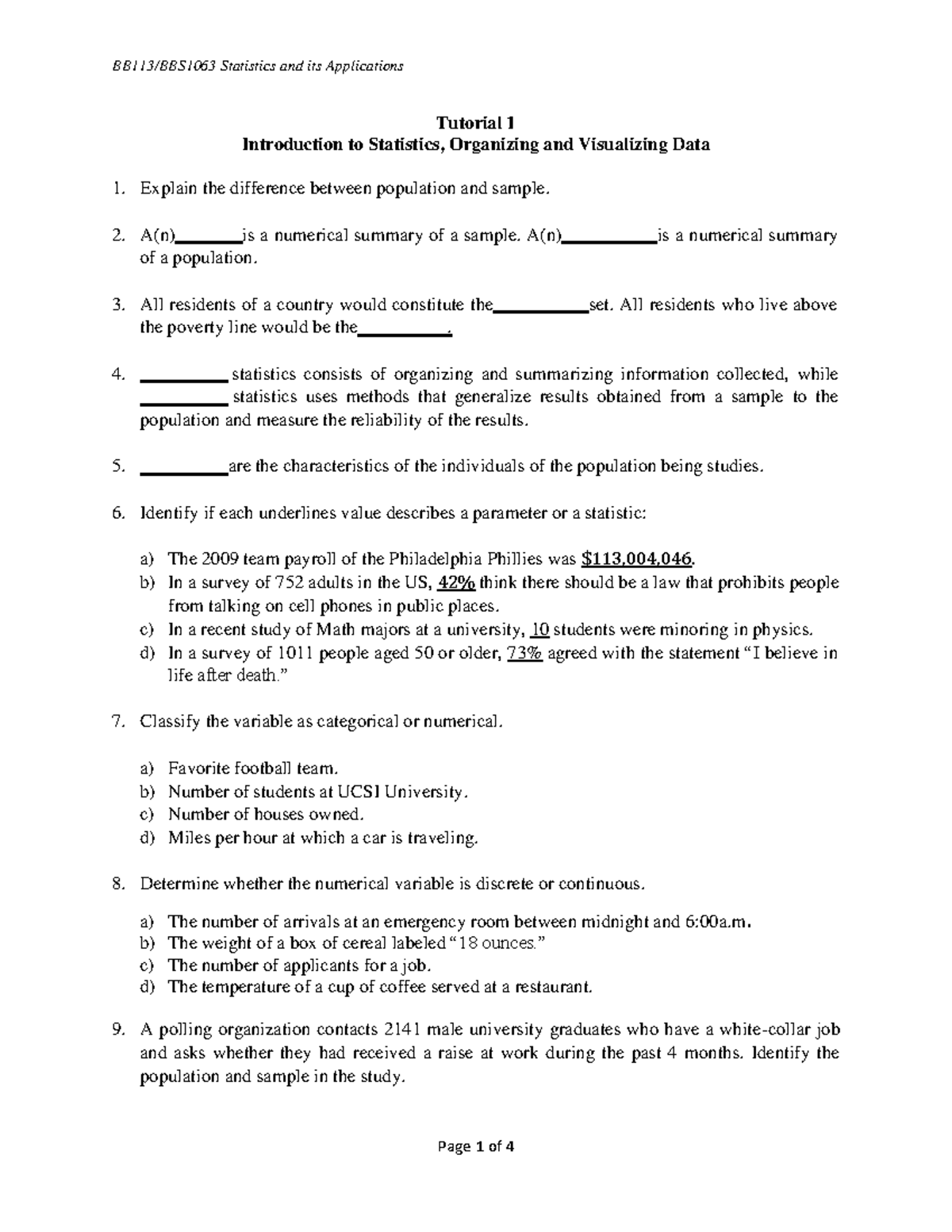 Statistics Tutorial 1: Introduction to Organizing & Visualizing Data ...