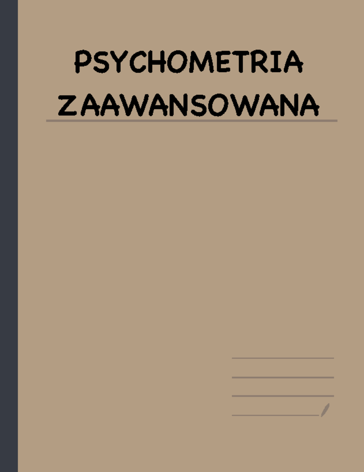PSYCHOMETRIA ZAAWANSOWANA Wykład 1: Wnioskowanie Psychometryczne - Studocu