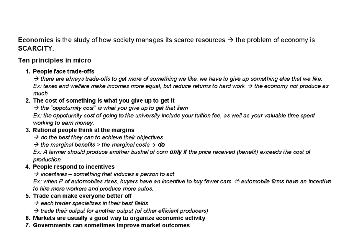 Microeconomics Principles: Understanding Scarcity and Trade-offs ...