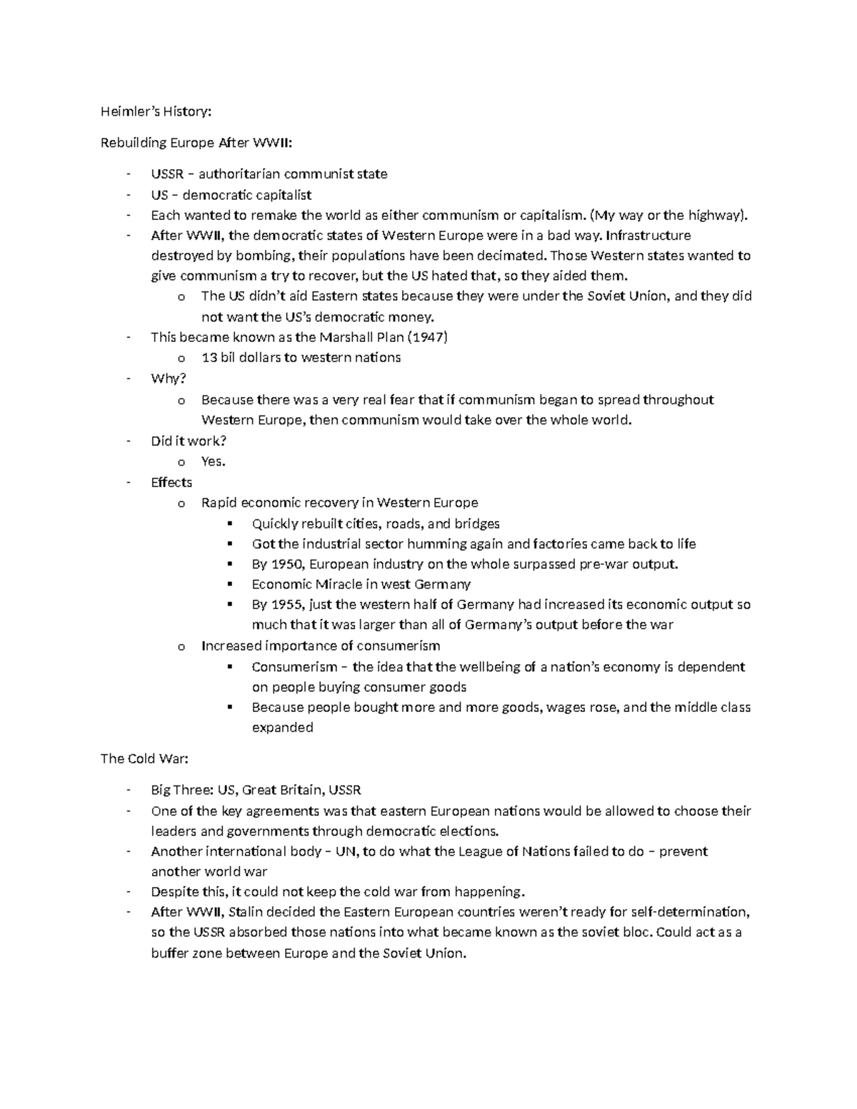 Heimler's AP Euro Unit 9 Notes: Post-WWII Europe & Cold War Dynamics ...