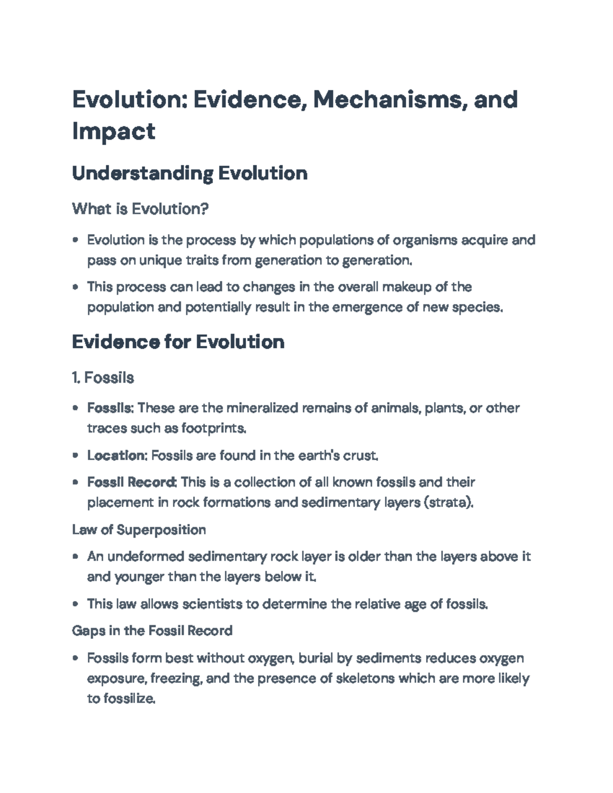 Understanding Evolution: Evidence, Mechanisms & Human Impact (BIO101 ...
