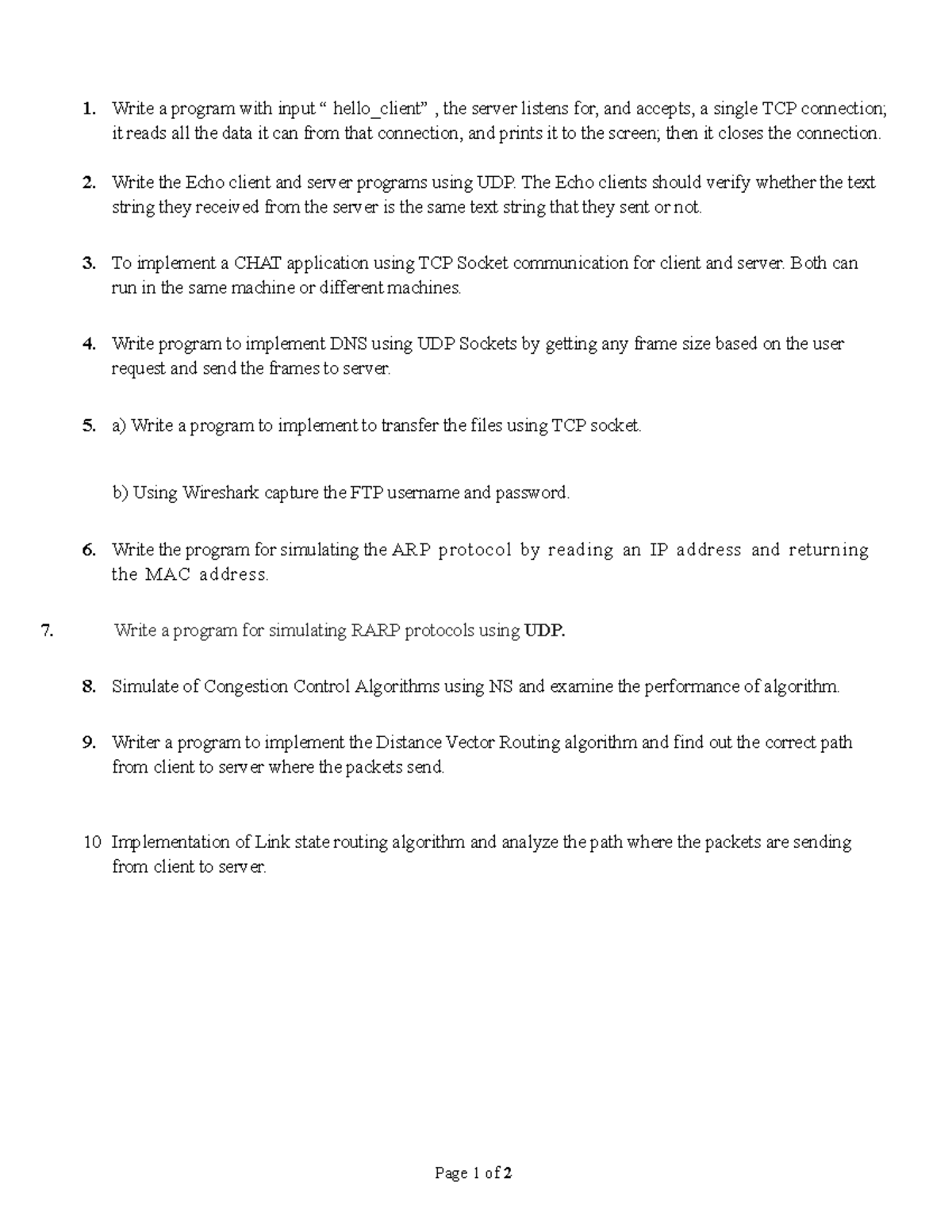 CS3591-1 - TCP/UDP Socket Programming Lecture Notes and Exercises - Studocu