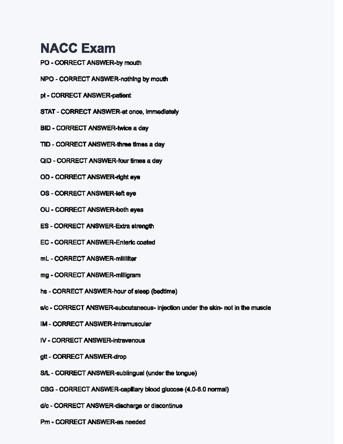 NACC 2024 Final Exam Q&A with Verified Correct Responses - Studocu