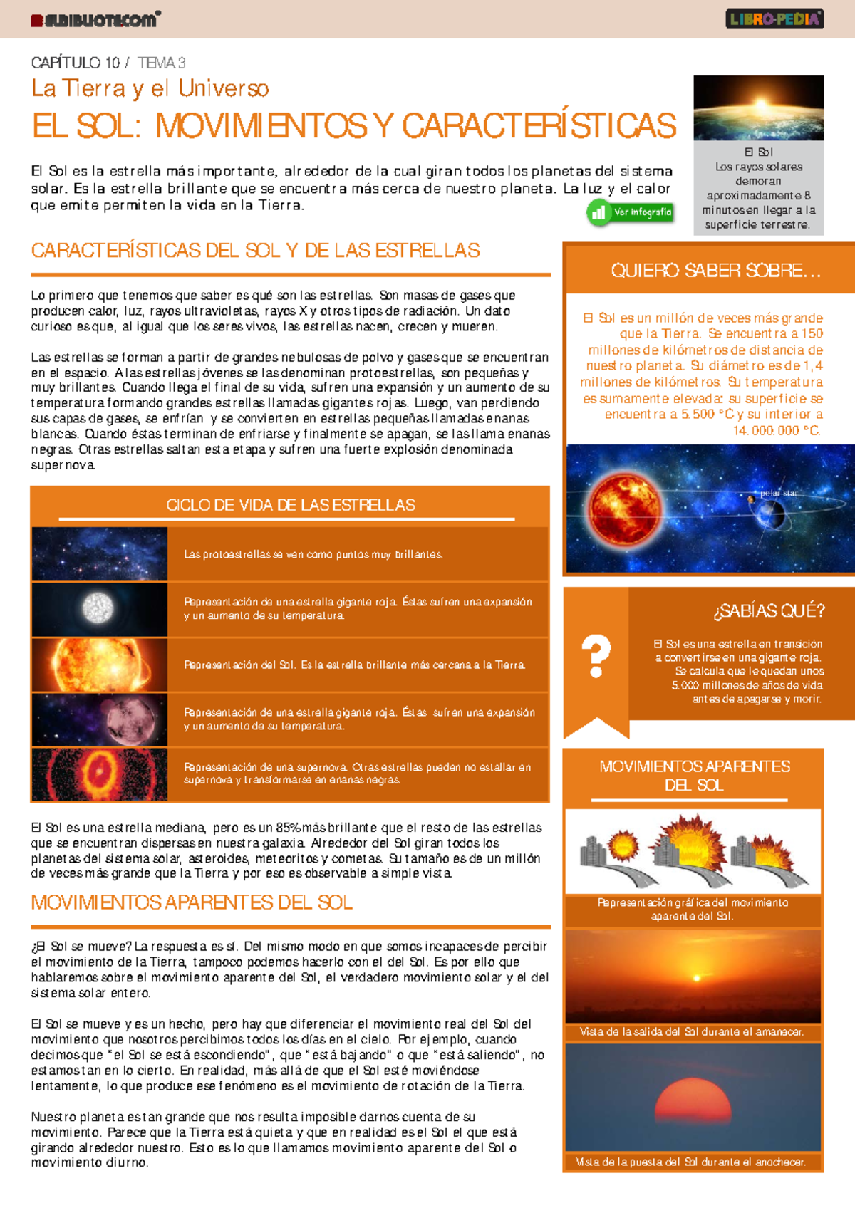 CAPÍTULO 10 TEMA 3: El Sol y sus Movimientos en el Sistema Solar - Studocu