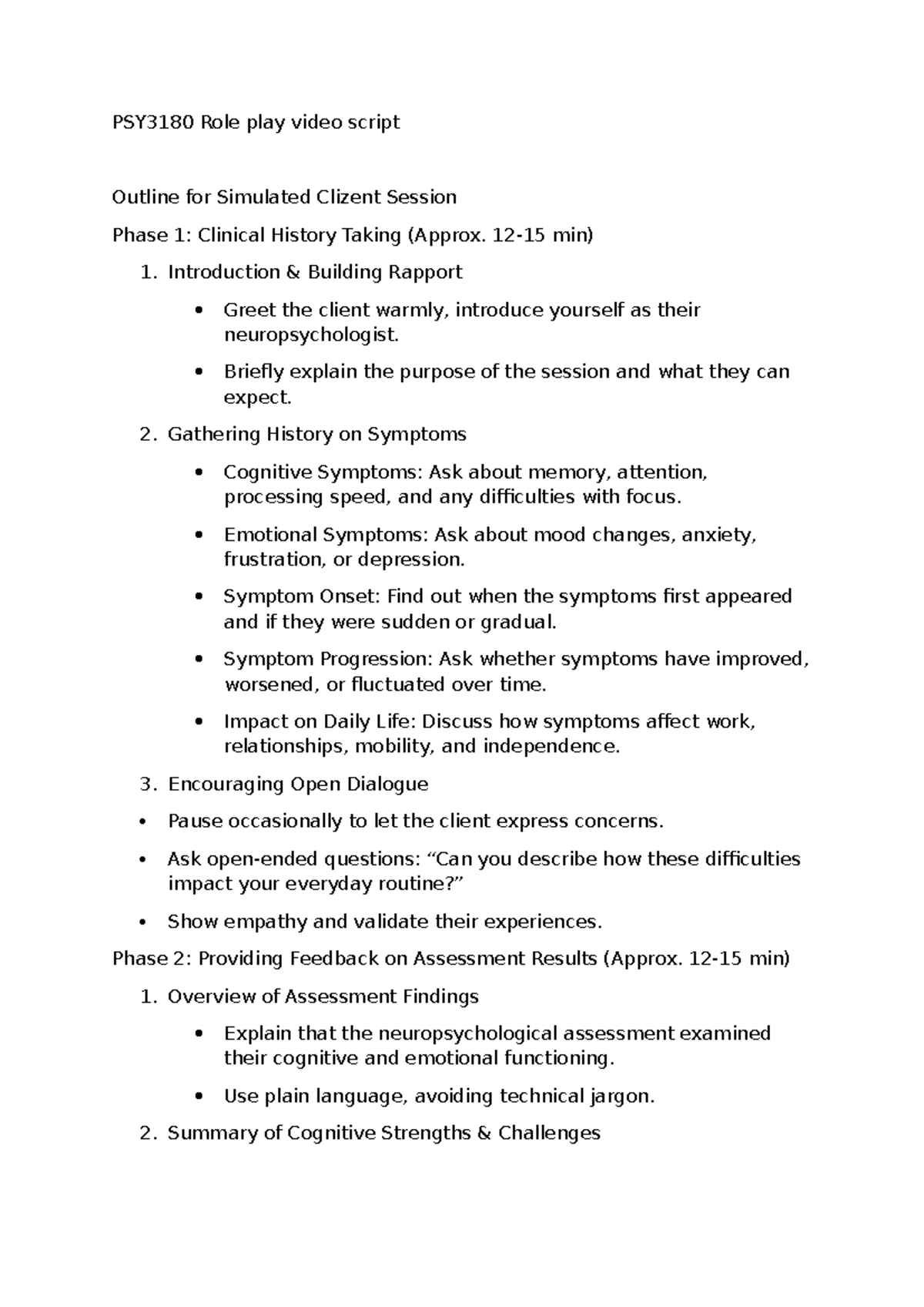 PSY3180 Role Play Script: Simulated Client Session on Vestibular ...