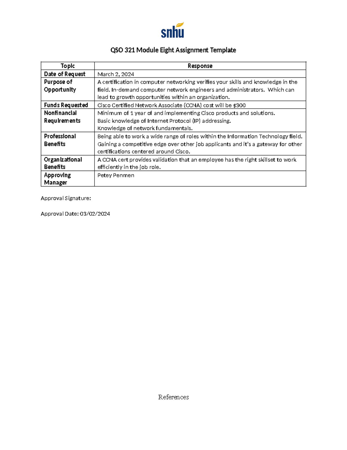 QSO 321 8-2 Assignment: CCNA Certification Benefits and Requirements - Studocu