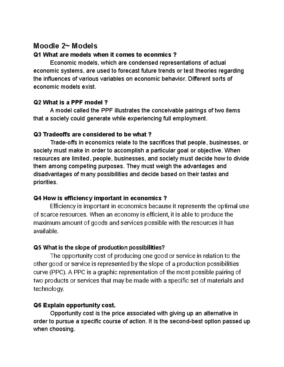 Module 2: Understanding Economic Models and Concepts in Economics - Studocu