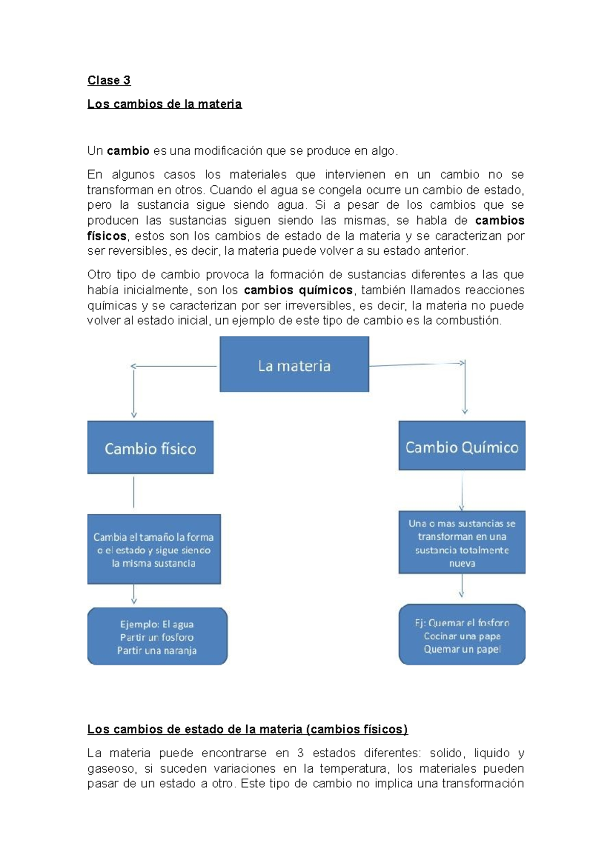 Clase 3 cambios fisicos y quimicos - Clase 3 Los cambios de la materia ...