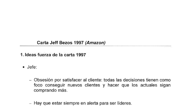 Análisis de la Carta de Jeff Bezos 1997: Estrategias de Amazon - Studocu