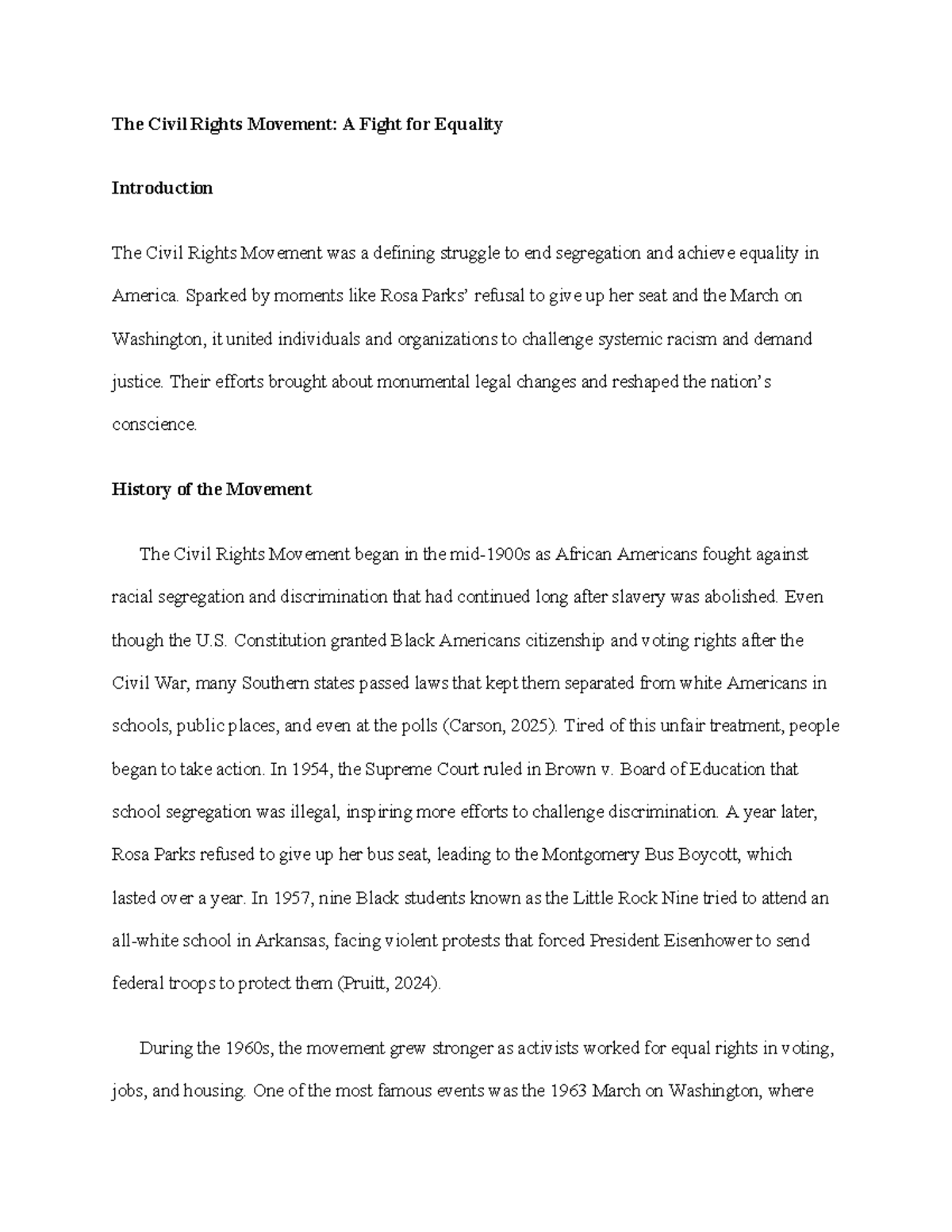 The Civil Rights Movement - Sparked by moments like Rosa Parks’ refusal ...