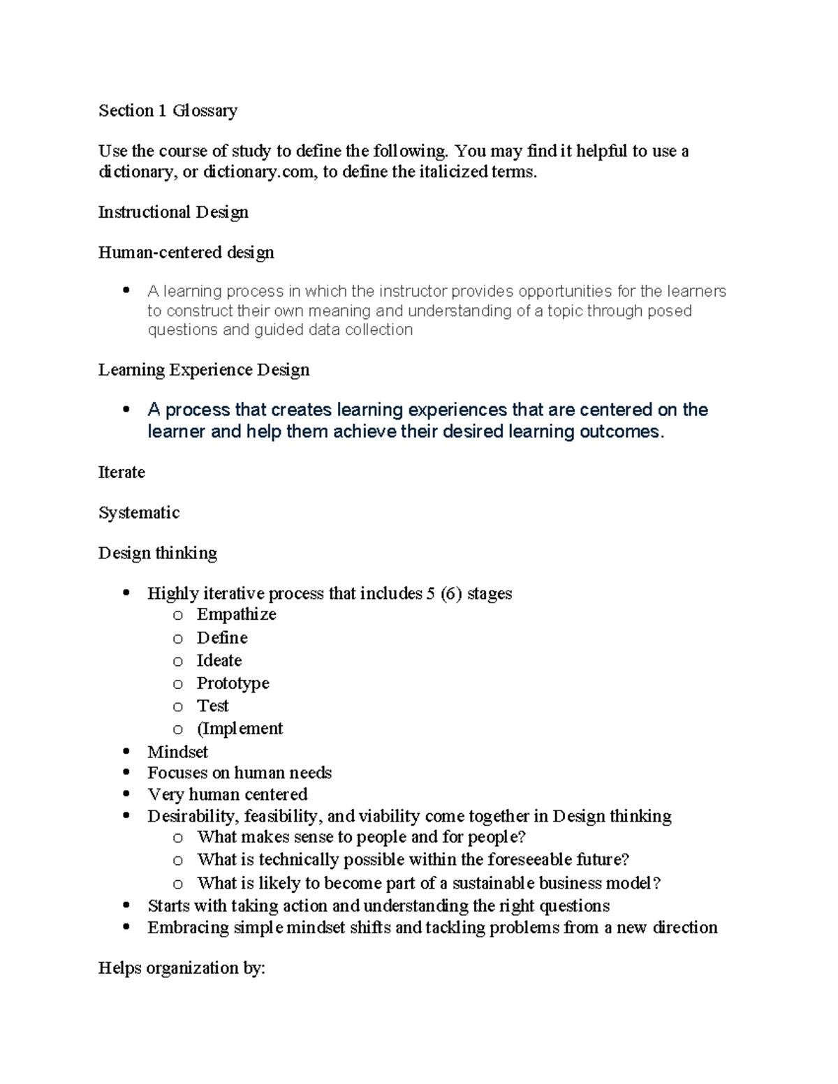 D291 Study guide for OA - Section 1 Glossary Use the course of study to ...