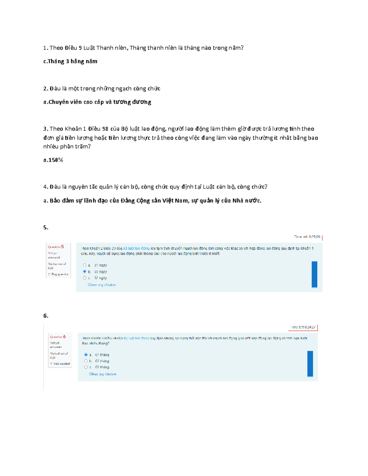 SHCD Cuối Khóa - Đáp Án Quiz Các Câu Hỏi Kw. 9-98 - Studocu