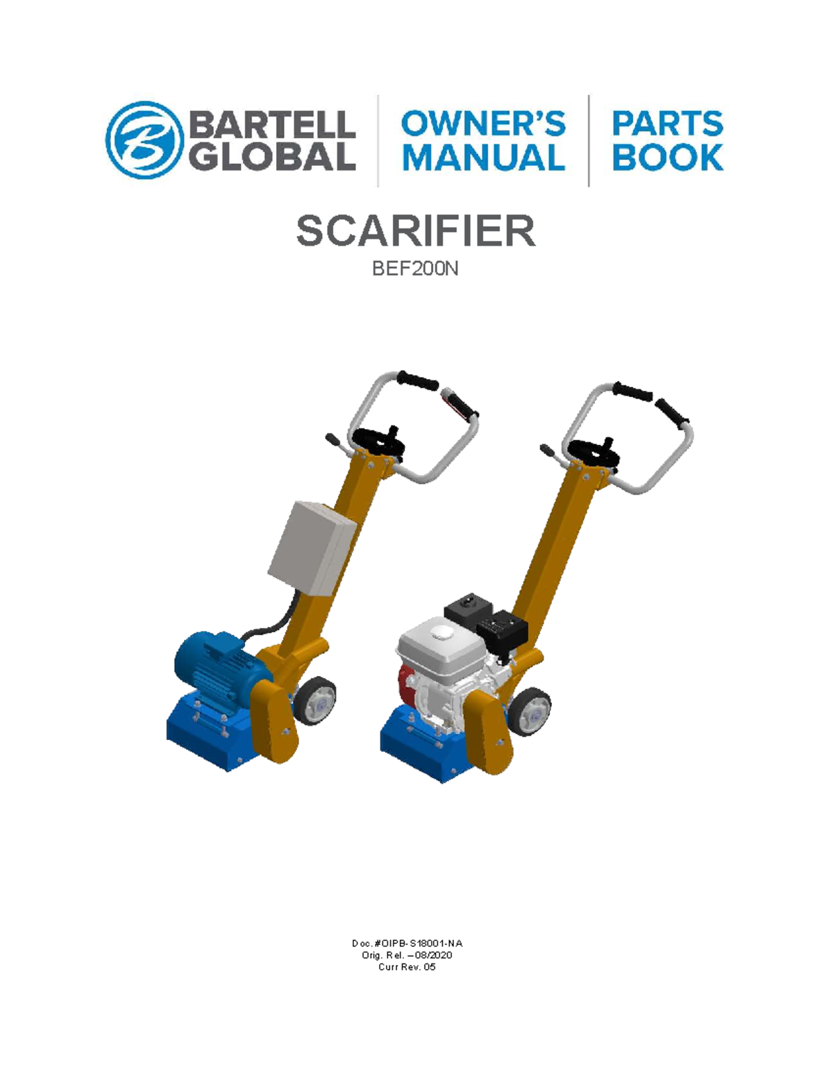 BEF200N Scarifier Operating Manual and Parts Book - Studocu