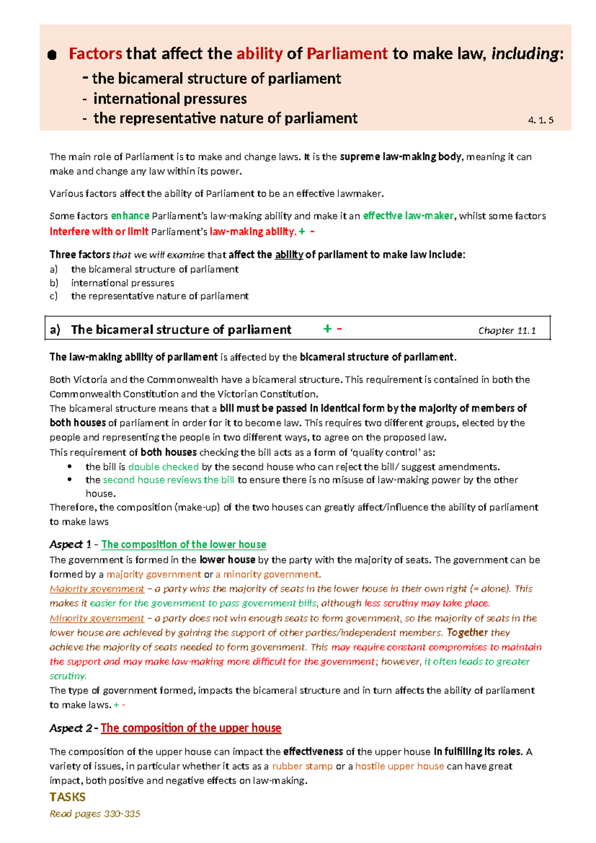 4.1.5 Factors Influencing Parliament's Law-Making Ability 2026 - Studocu
