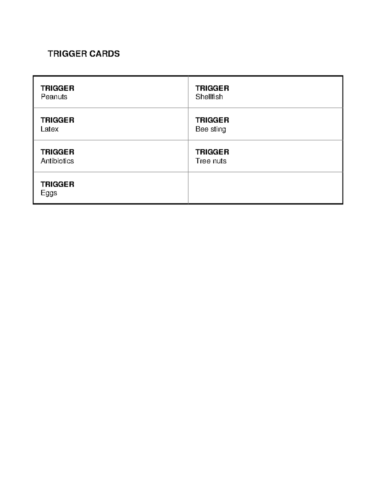 Anaphylaxis Action Matching Game: Triggers, Responses & Treatments ...