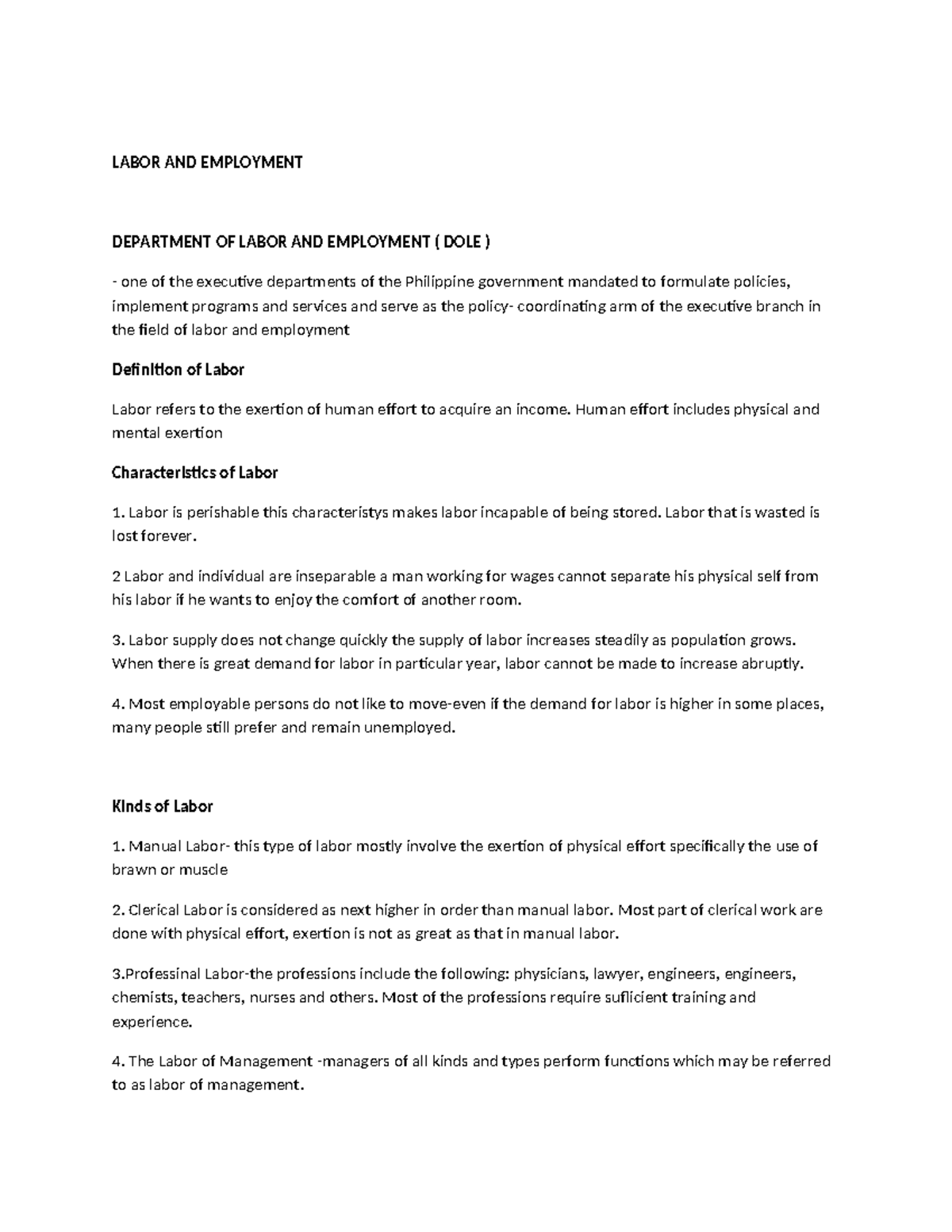 Labor and Employment Overview: Key Concepts and Issues (Group 1) - Studocu