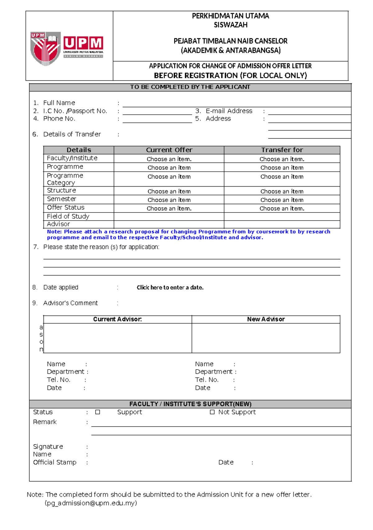 20240213130151 Application Form for Change of Programme Offer - Studocu