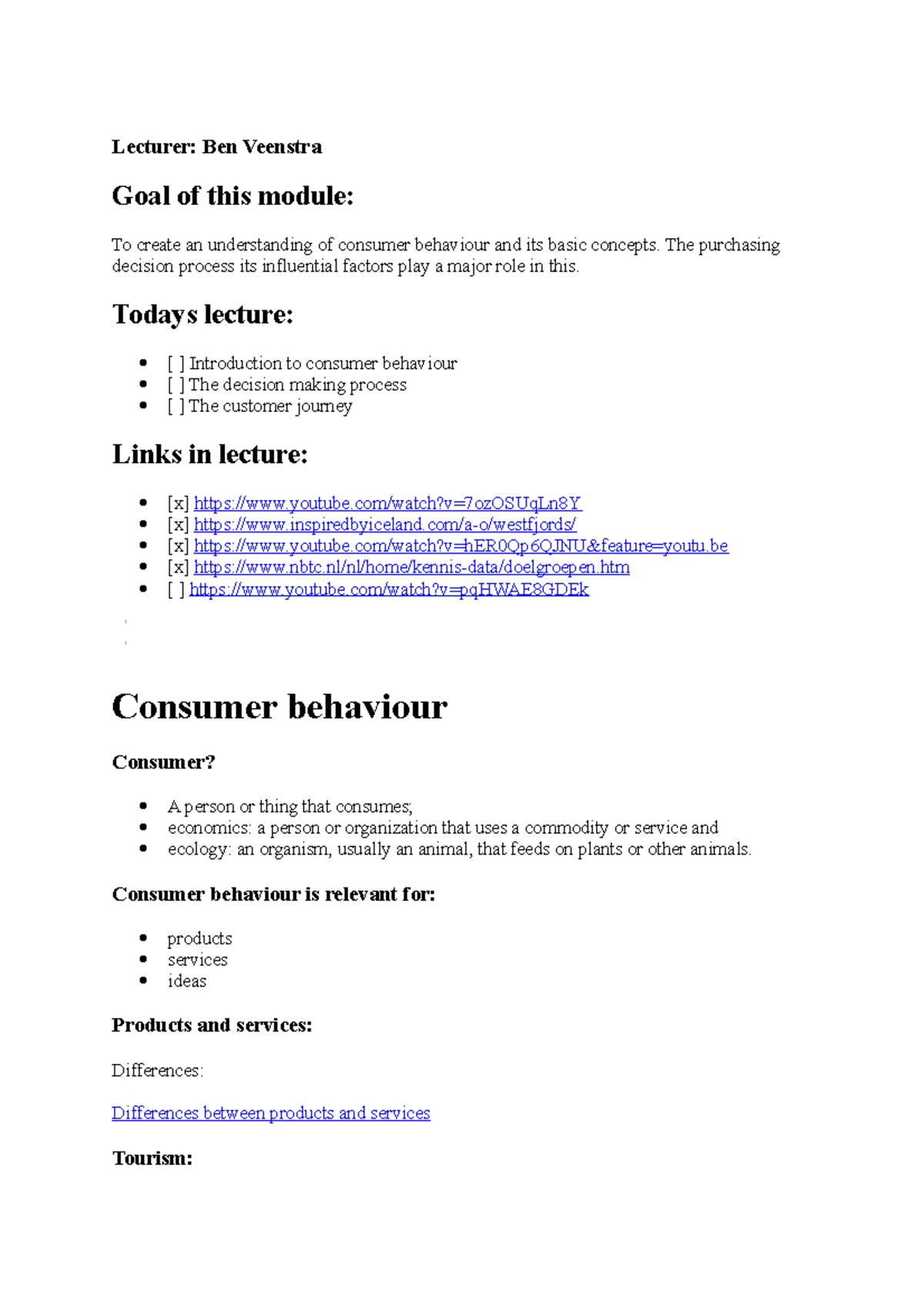 Summary chapter 1 solomon - Lecturer: Ben Veenstra Goal of this module ...