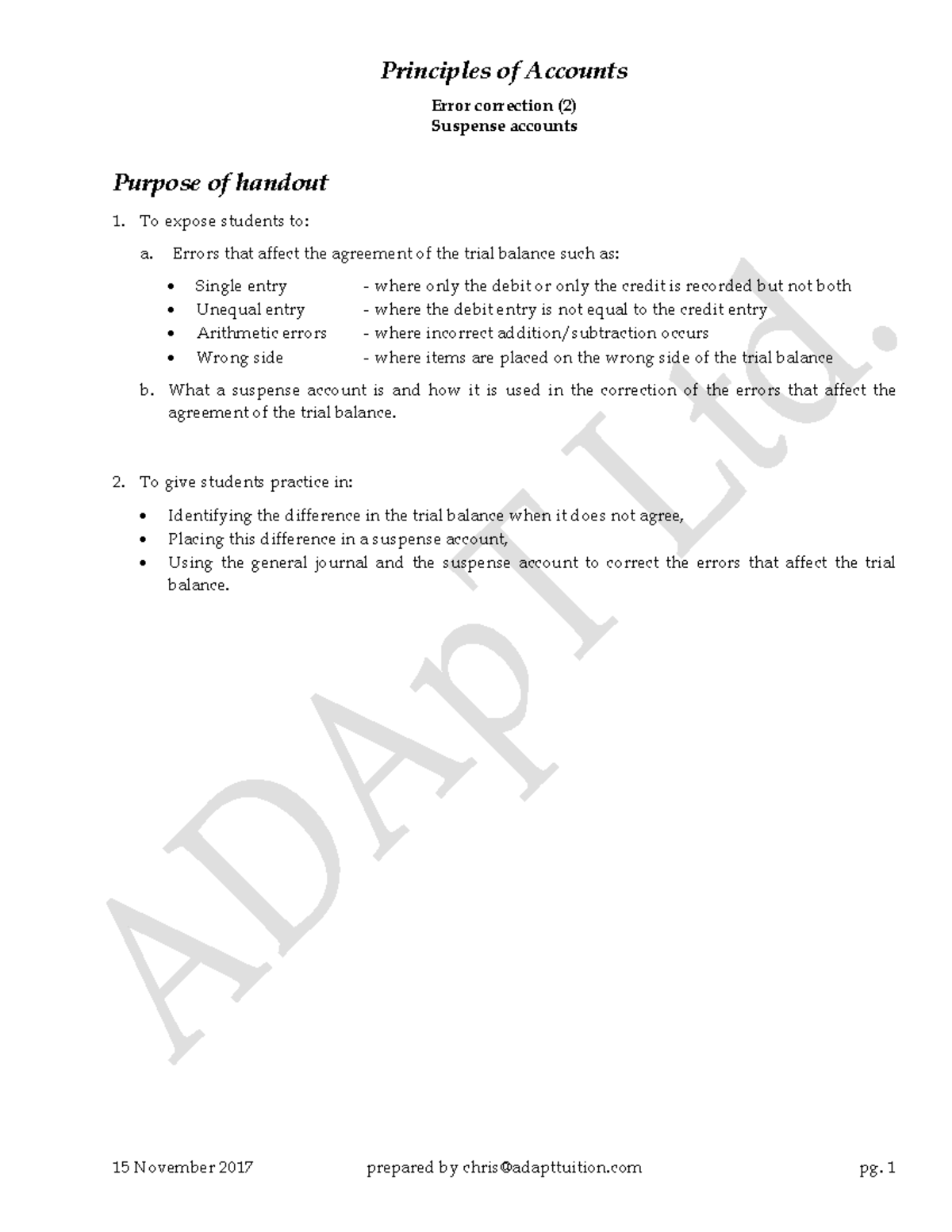 Po A F5 - Error Correction Set 2: Suspense Accounts Practice Questions ...