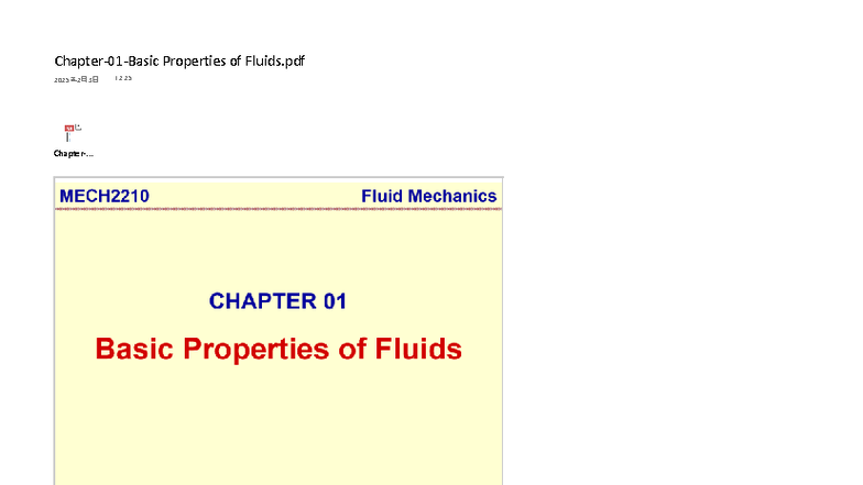 Chapter-01-Basic Properties of Fluids - Fluid Mechanics - Chapter-... Chapter- 01 - Basic ...