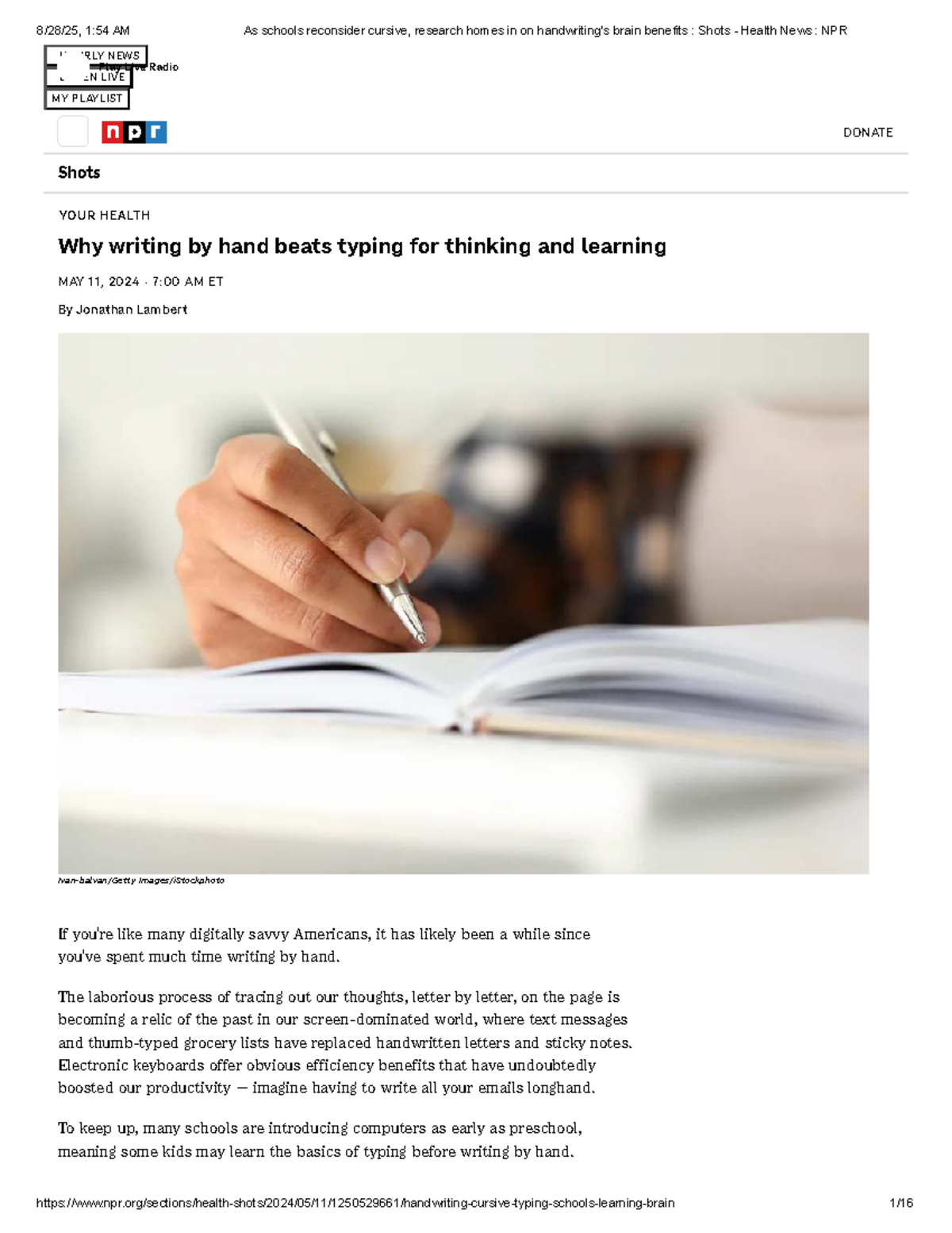 As Schools Reconsider Cursive: Exploring Handwriting's Cognitive ...