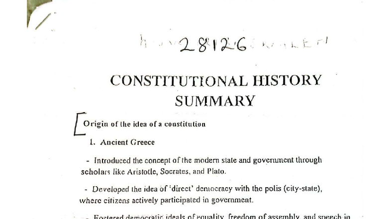 28126 CONSTITUTIONAL HISTORY SUMMARY: Key Developments and Analysis ...