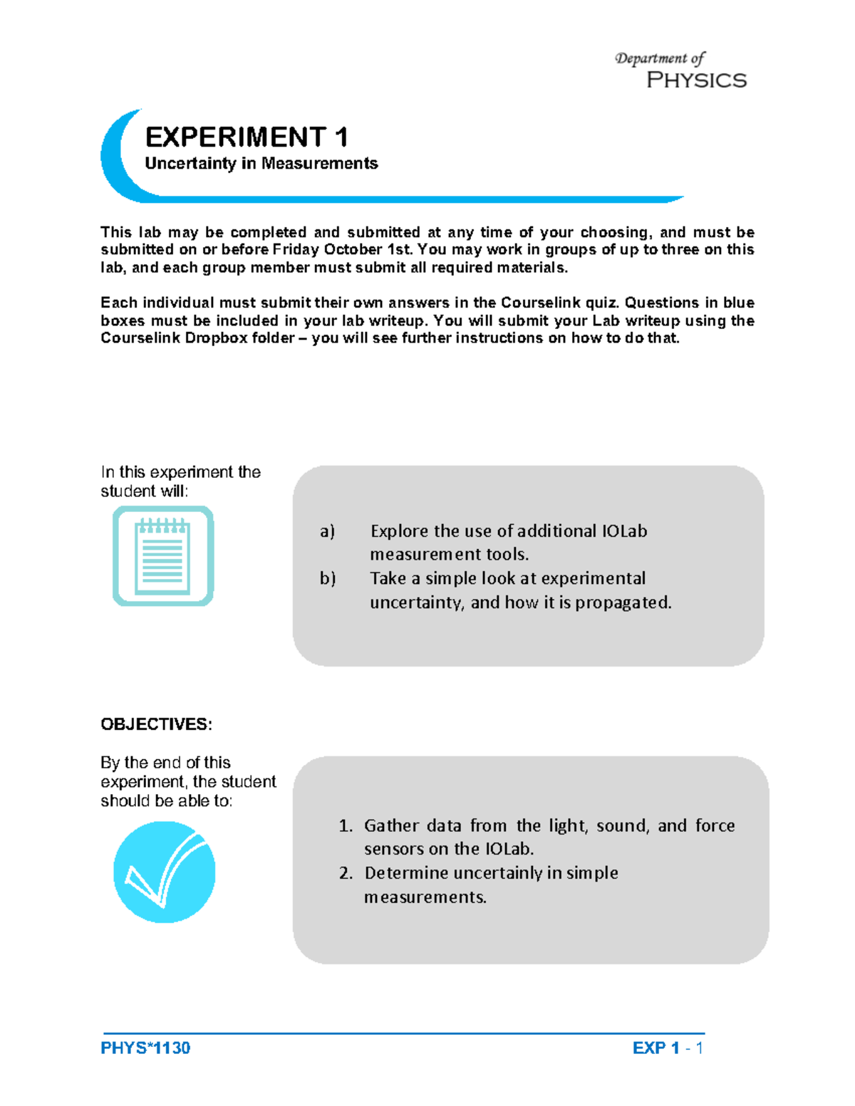 Lab 1 - Uncertainty in Measurements - Detailed Guide - Studocu