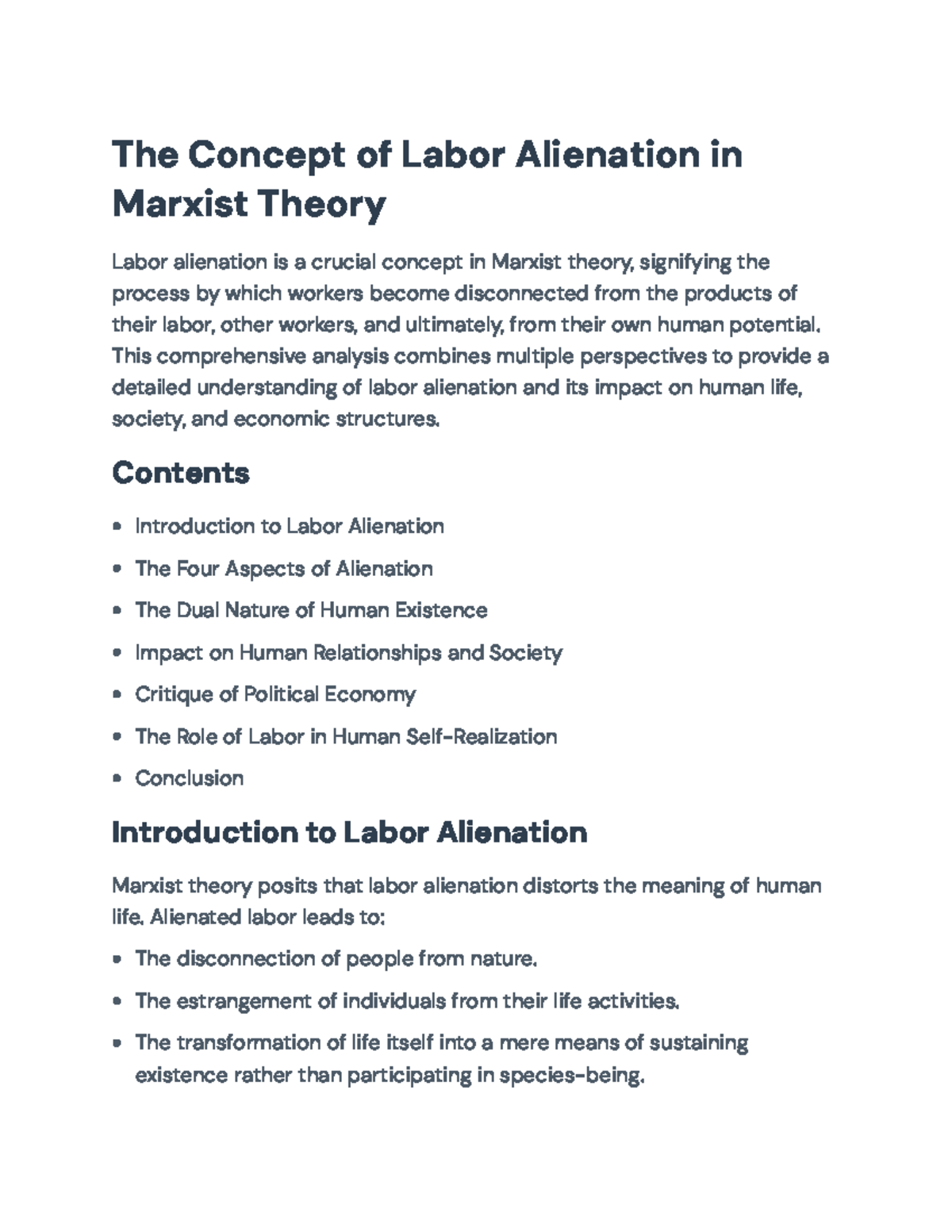 Marxist Theory Analysis: Understanding Labor Alienation Concepts - Studocu