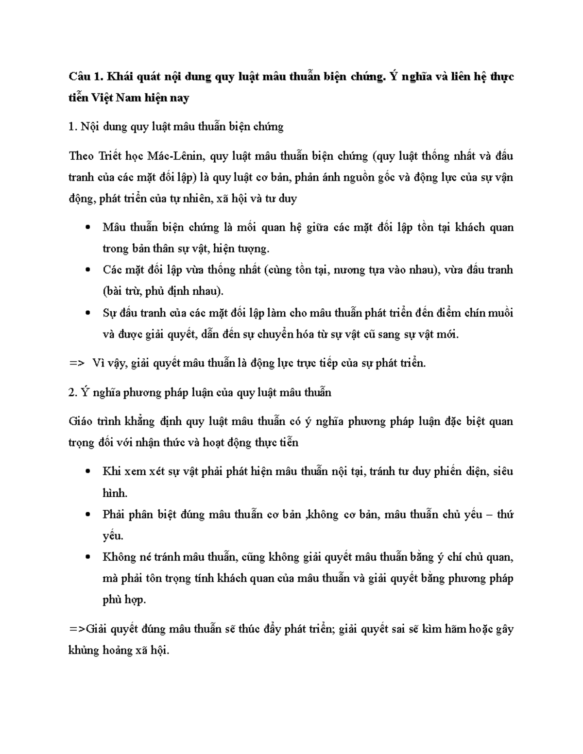 2451052023: Khái Quát Quy Luật Mâu Thuẫn Biện Chứng và Ứng Dụng - Studocu