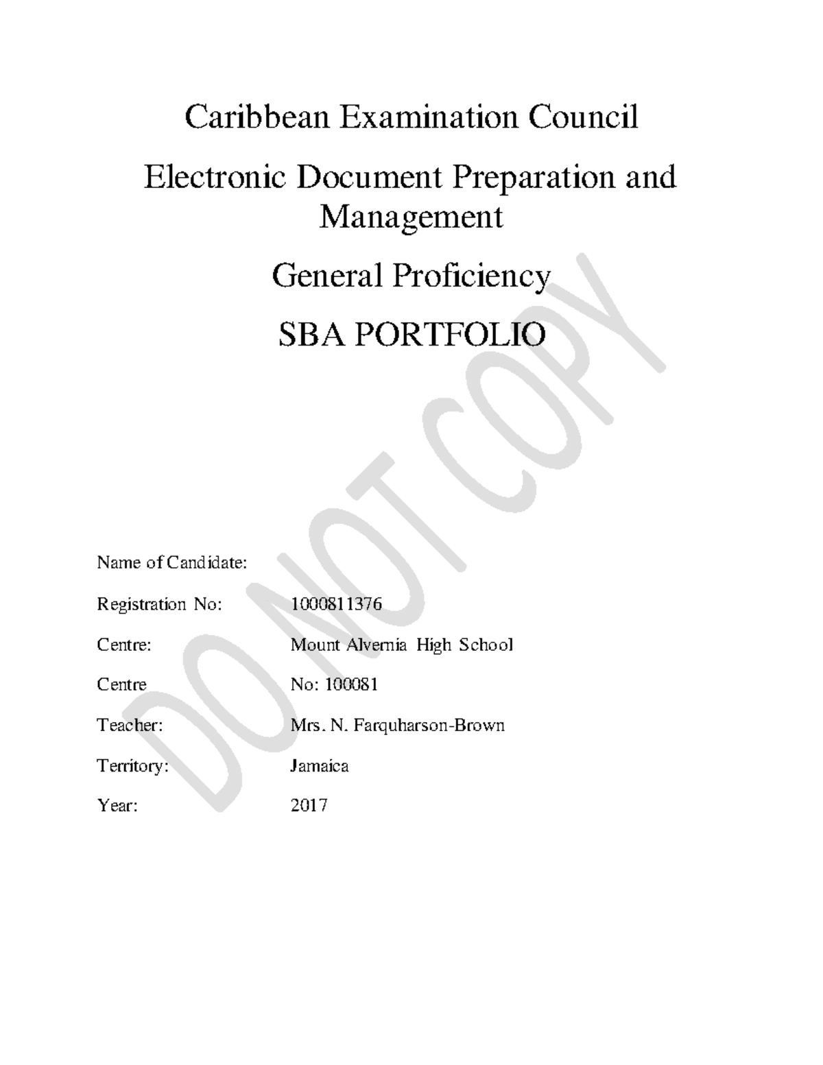 EDPM Portfolio Description - Caribbean Examination Council Electronic ...