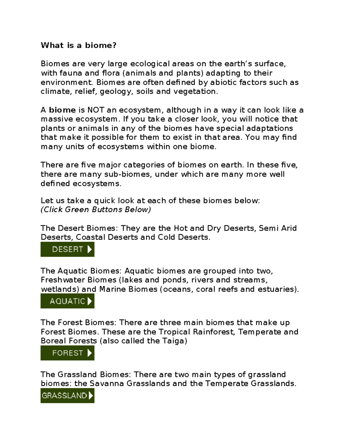 Understanding Biomes: Types and Ecological Importance - Studocu