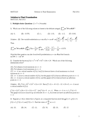 MAT1320 Midterm 2 (Version 2) Solution - MAT1320 - uOttawa - Studocu