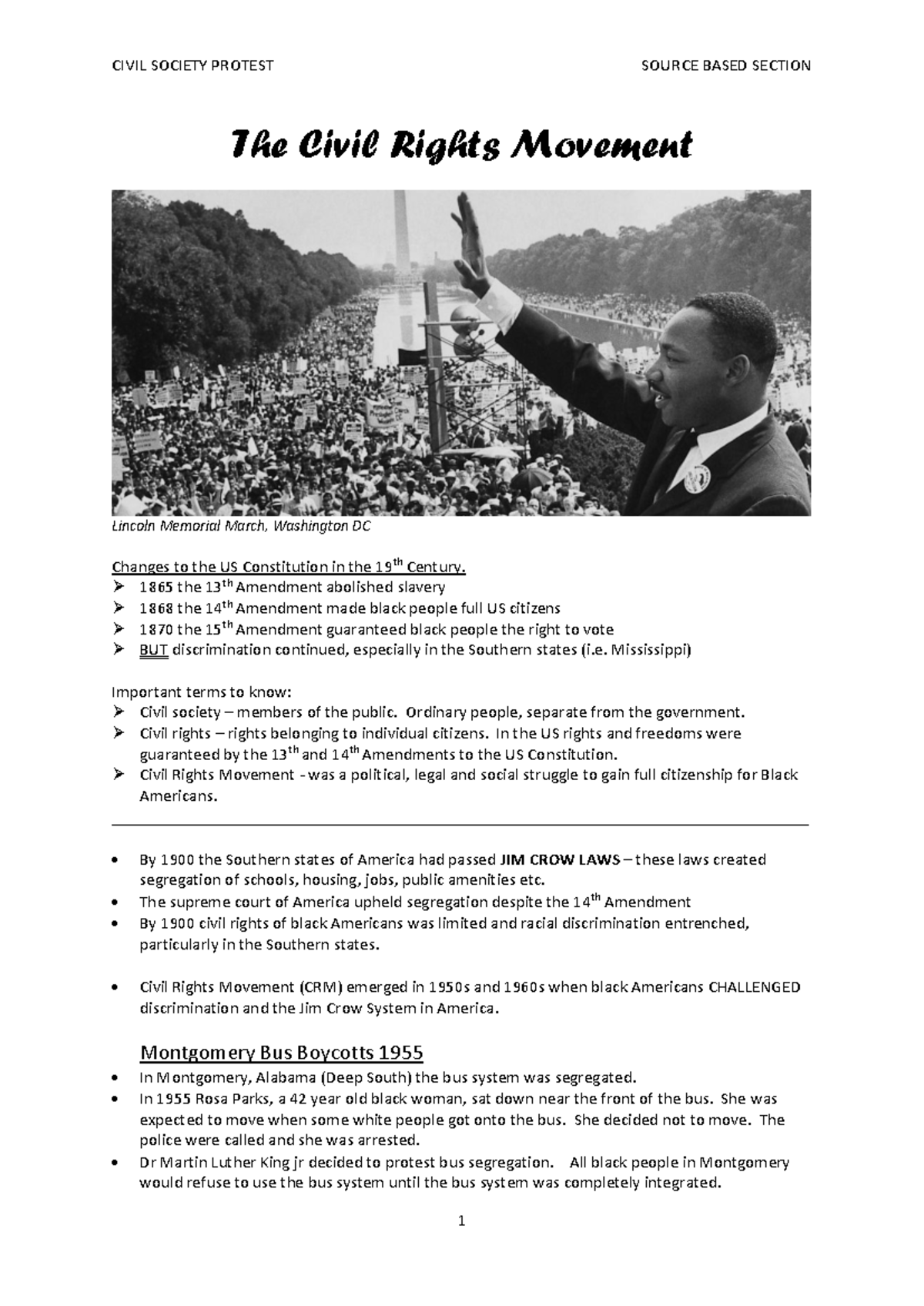 CIVIL RIGHTS MOVEMENT: PROTESTS & KEY EVENTS (CRM 101) - Studocu