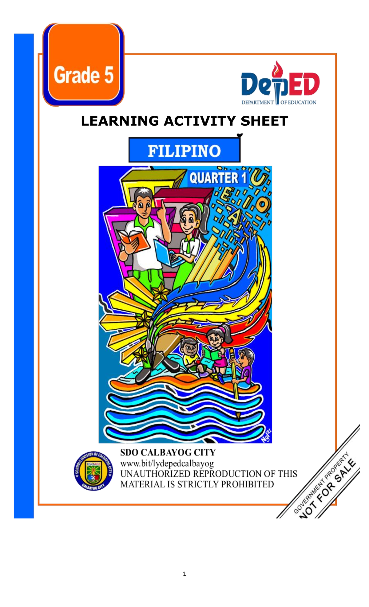 LAS Q1 Filipino 5 - Pagsasanay at Aktibidad sa Nilalaman - Studocu