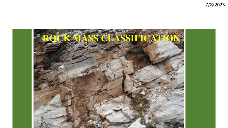 ROCK 101: Rock Mass Classification Overview and Key Systems - Studocu