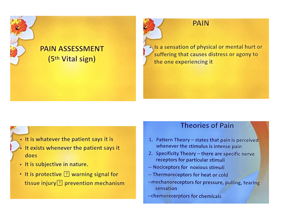 PAIN ASSESSMENT: Understanding Theories and Classification of Pain ...