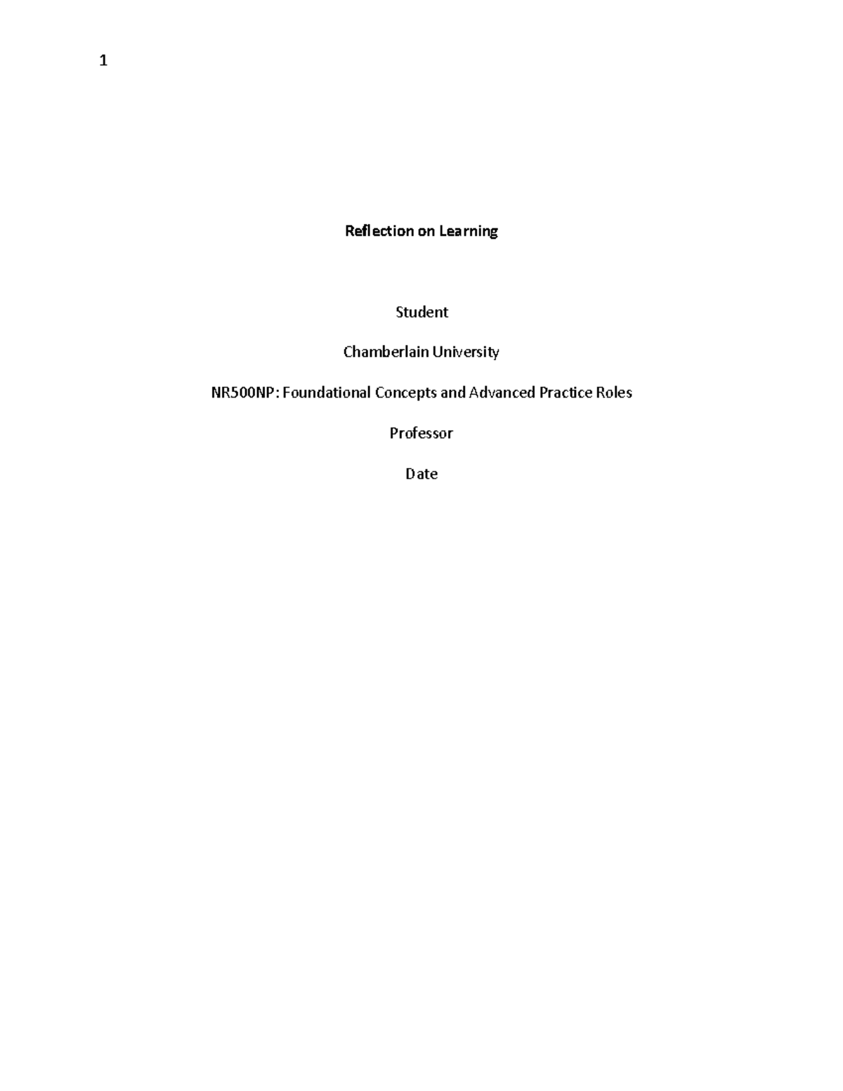 Reflection on Learning FNP1 - Reflection on Learning Student ...