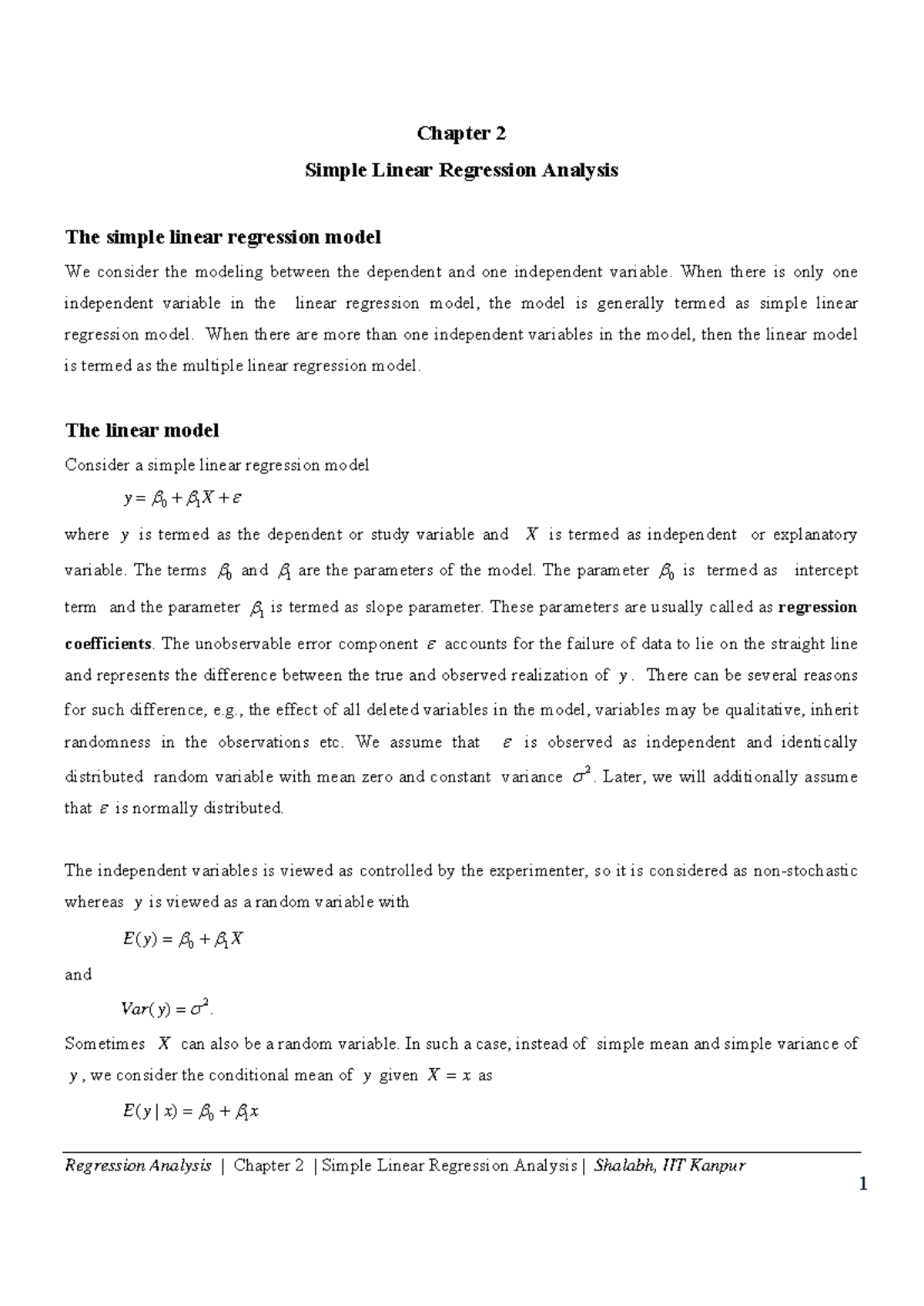 Chapter 2-Regression-Simple Linear Regression Analysis - Chapter 2 ...