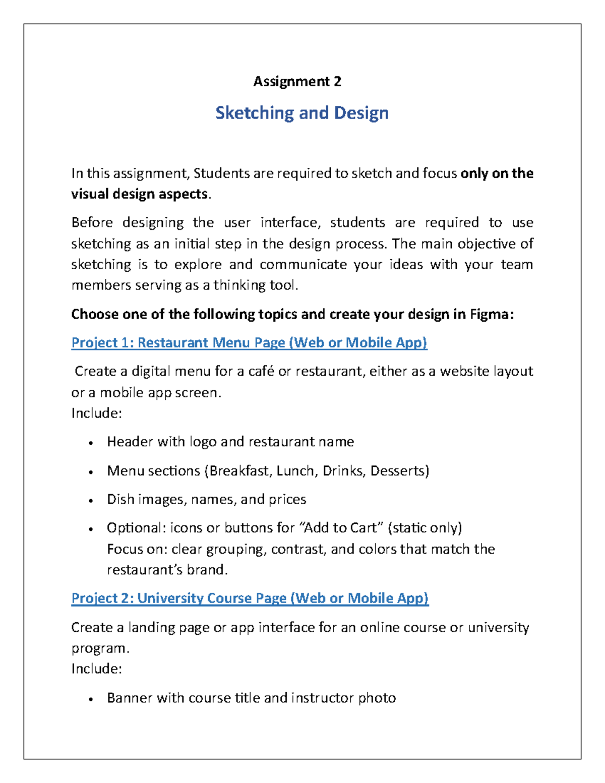 Assignment 2: Sketching & Design for UI Projects - Studocu