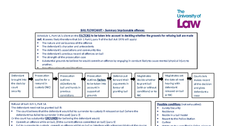 Bail Flowchart Summary: Key Factors & Considerations (BAE8302) - Studocu