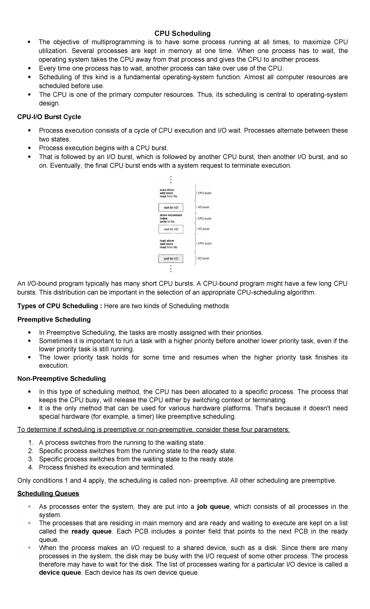 CPU Scheduling and Memory Management Overview - Studocu