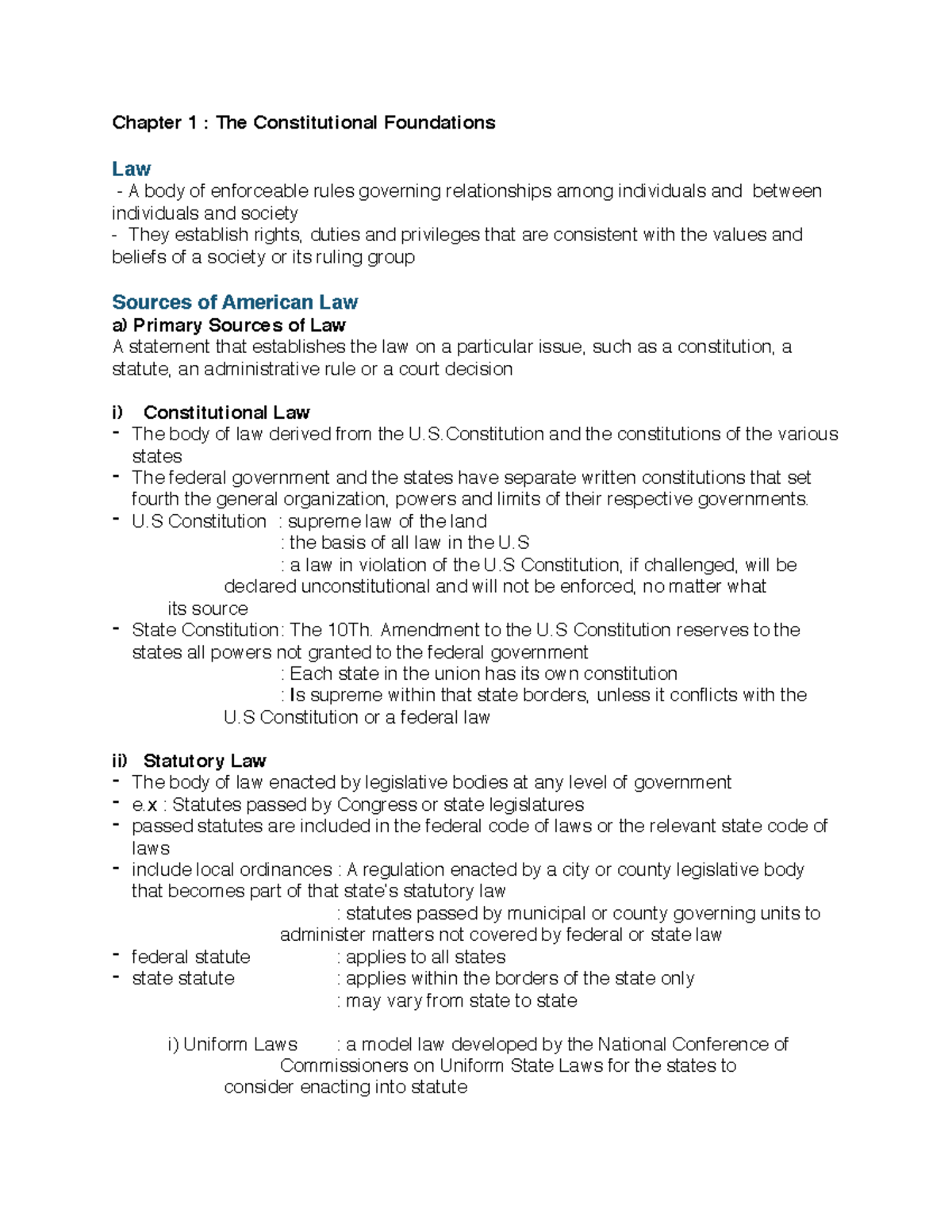 Constitutional Foundations and Court Systems - Chapters 1,3 Notes - Studocu