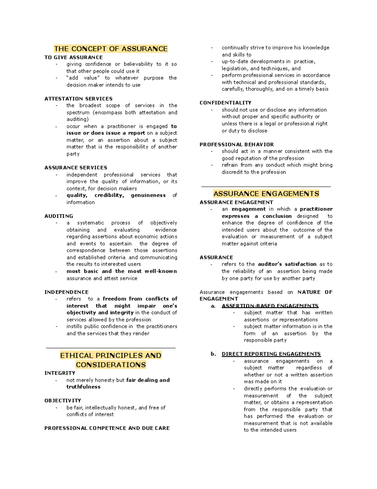 Auditing Theory: Understanding Assurance and Engagements (ACCT 101 ...